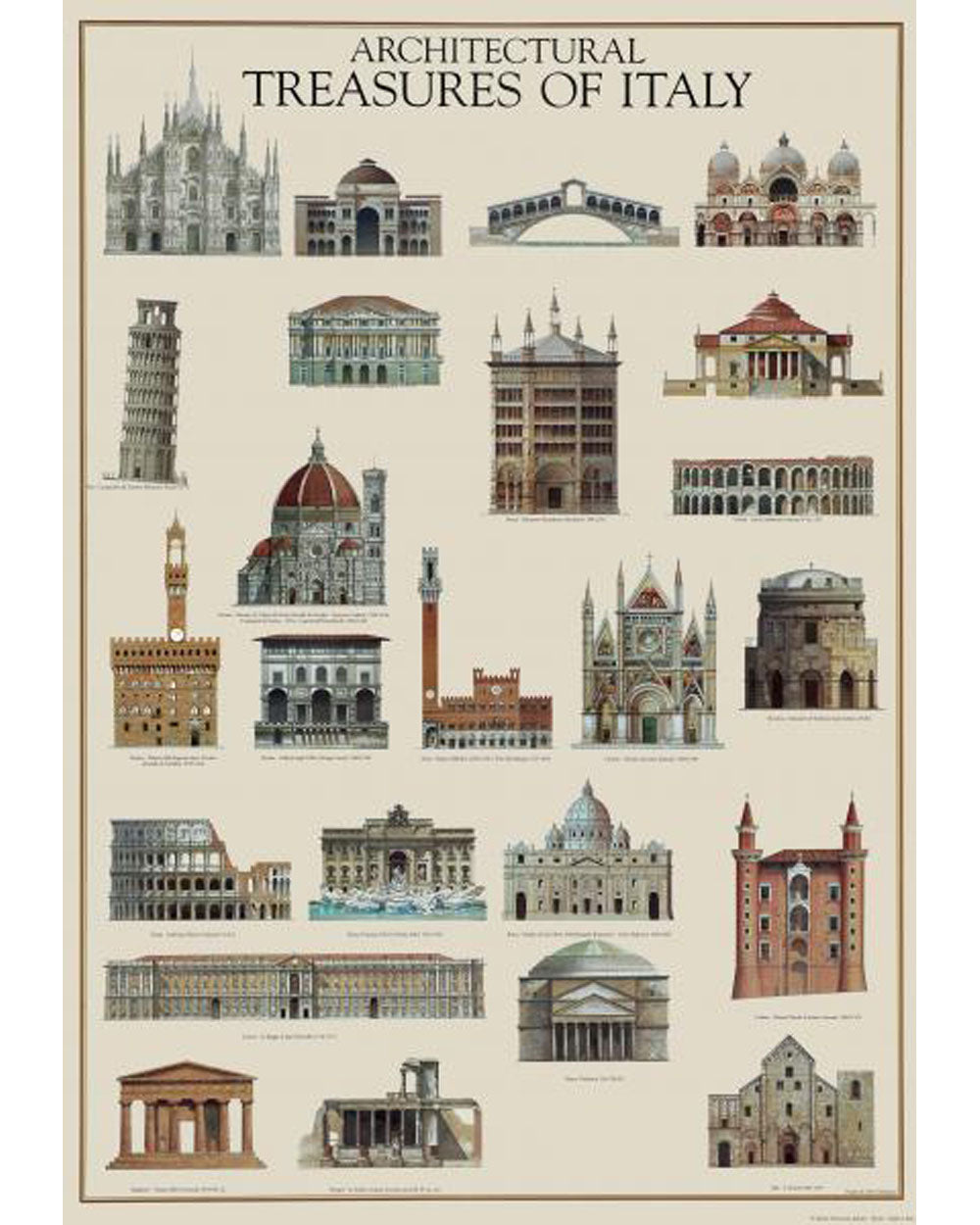 Poster - Architectural Treasures of Italy – Passion For Paper